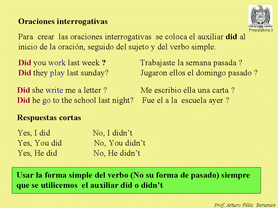 My English Teacher Pasado Simple