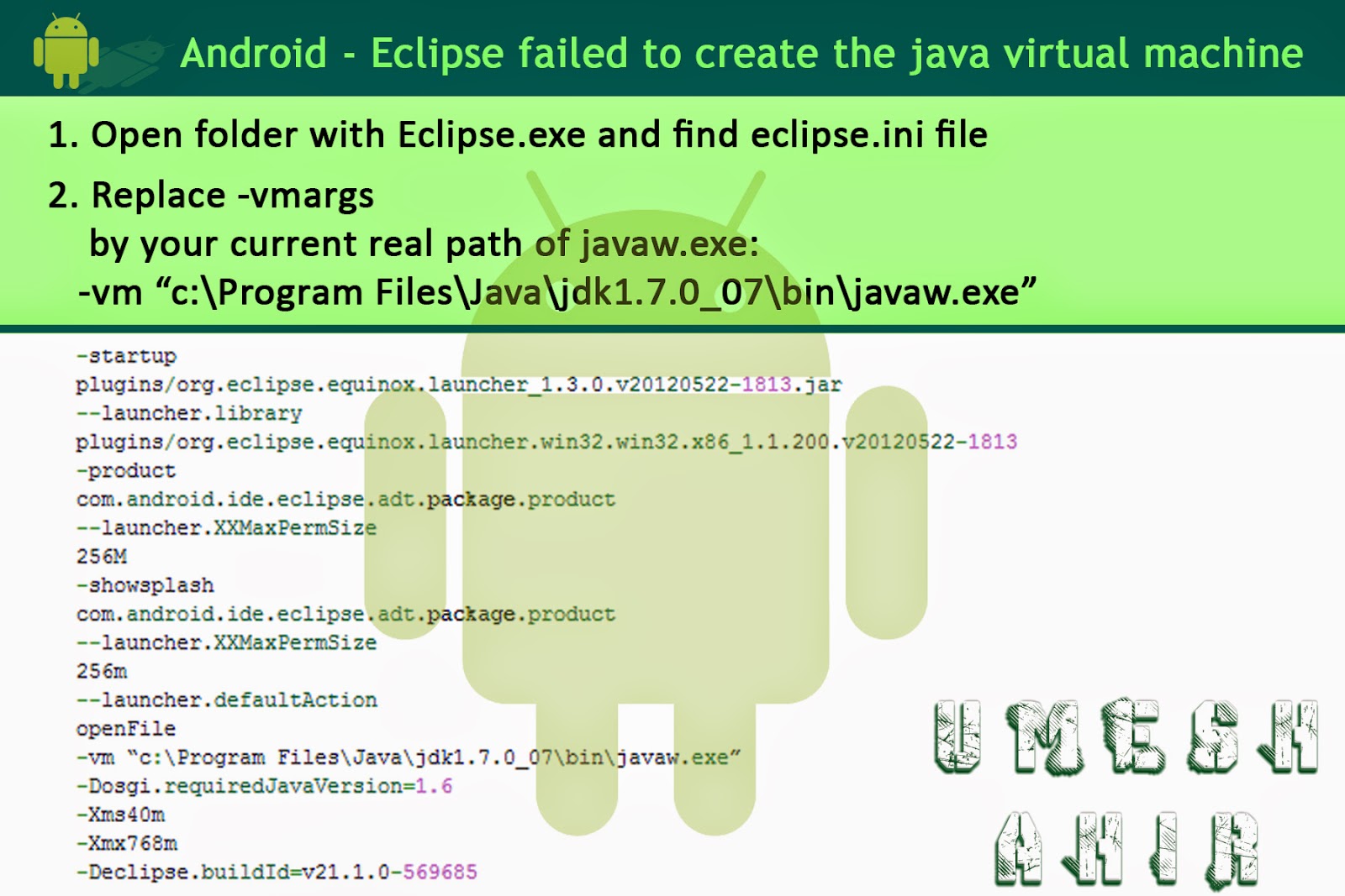 Umesh Ahir Eclipse Failed To Create The Java Virtual Machine
