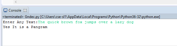Pangram Python Programming