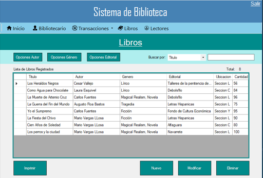 Sistema de Biblioteca en Visual Studio y Sql Server Sistema de Biblioteca en Visual Studio y Sql Server