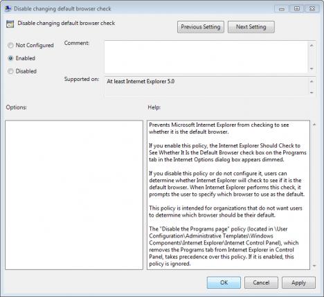 Internet Explorer Support: Prevents Internet Explorer for default browser.