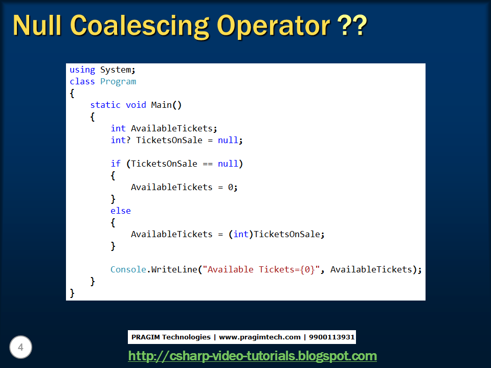 Sql Server Net And C Video Tutorial Part 6 Nullable Types In C