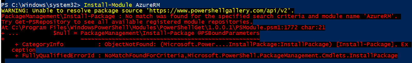 WARNING: Unable to resolve package source 'https //www ...