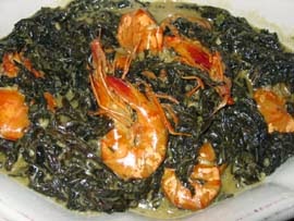 Laing with shrimps recipe