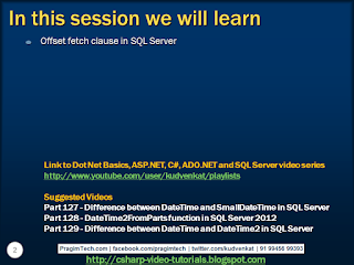 Sql Server Net And C Video Tutorial Offset Fetch Next In Sql Server