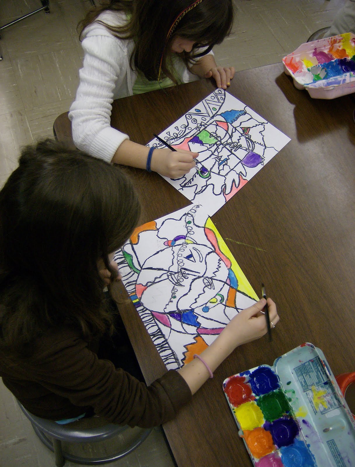 Zilker Elementary Art Class Third Grade Picasso Paintings