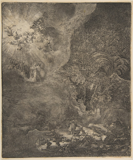 The Angel Appearing to the Shepherds - Rembrandt (Rembrandt van Rijn ...
