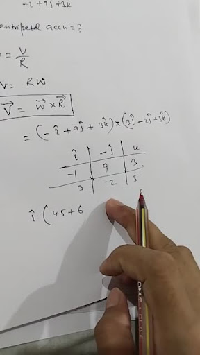 A particle moving in circle has radius vector \vec{r}=3 i-2 J+5 \hat{k} a..