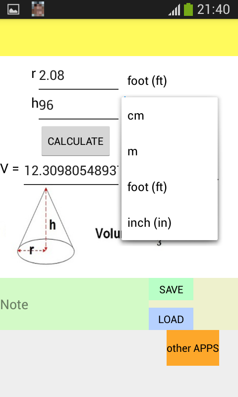 Cone Volume Calculator - Android Apps on Google Play