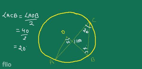 10. In the given figure, O is the centre of a circle, ∠AOB=40∘ and ∠BDC=1..
