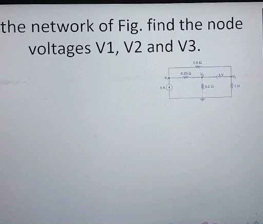 the network of Fig. find the node voltages V1, V2 and V3. | Filo