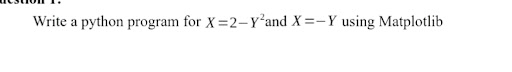 Write a python program for X=2−Y2 and X=−Y using Matplotlib | Filo