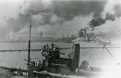 USS Nevada BB-36 underway. USS Nevada received two torpedo hits and two ...