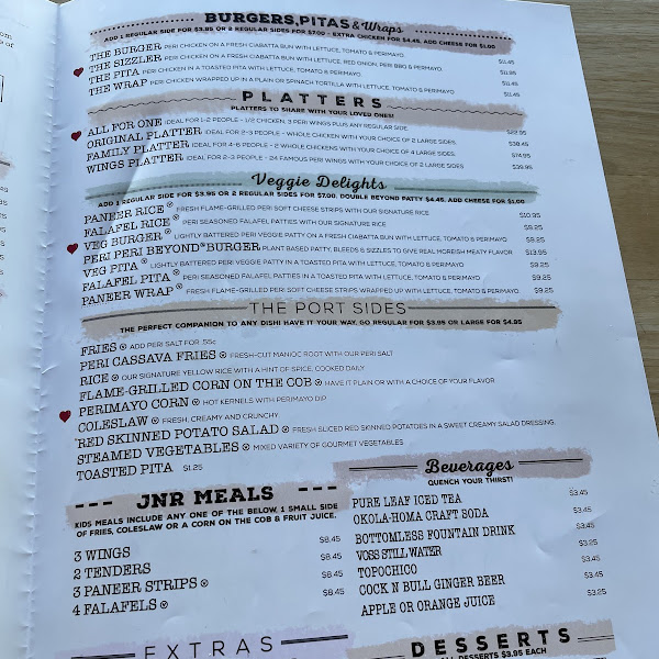 Port of peri peri menu store