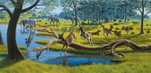 Lower Palaeolithic paleoenvironment illustration - Mauricio Antón ...