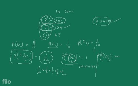 A lady has 10 coins in her purse, 8 of them are normal coins, one of them..