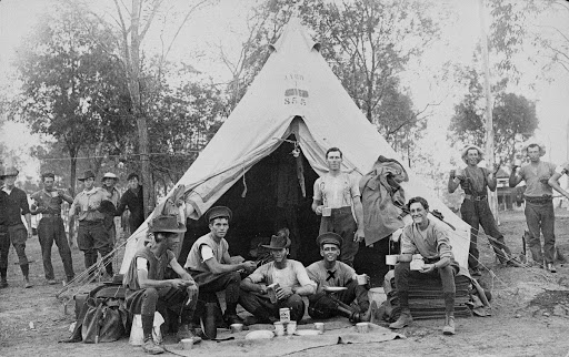 Army recruits in camp at Enoggera, Queensland - Photographer unknown ...