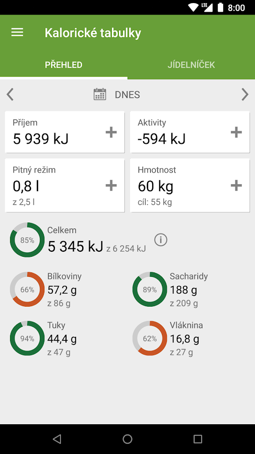 Kalorické tabulky – Aplikace pro Android ve službě Google Play