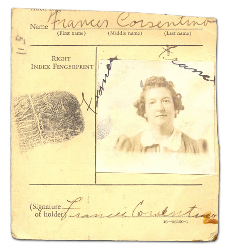 Enemy Alien Identification Card for Frances Corsentino, Who Lived in ...