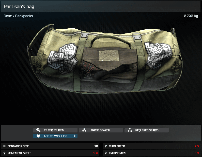 【タルコフ】Partisan‘s bagの性能と入手方法【Escape from Tarkov】 - 神ゲー攻略
