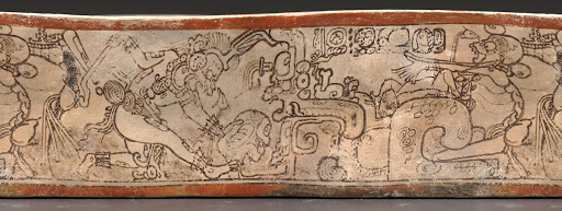 Codex style cylinder vase: Chac-Xib-Chac and God A in the underworld ...