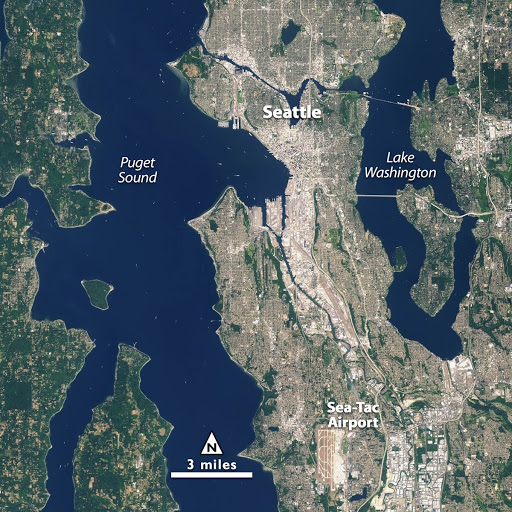 NASA Satellite Captures Super Bowl Cities - Seattle [annotated ...