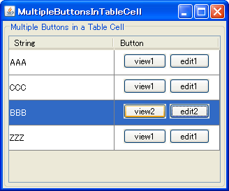 Java Swing Tips Multiple Jbuttons In A Jtable Cell