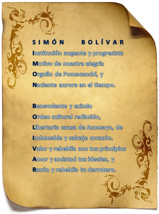 Institución Educativa Simón Bolívar Pomacanchi Simón Bolívar