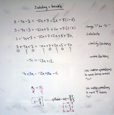 Math Knowledge Now Isolate Variable Example