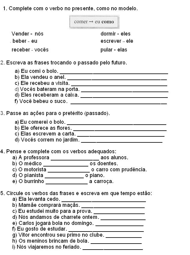 Amiga Da Educação Verbos Atividades Com Verbos 3º Ano