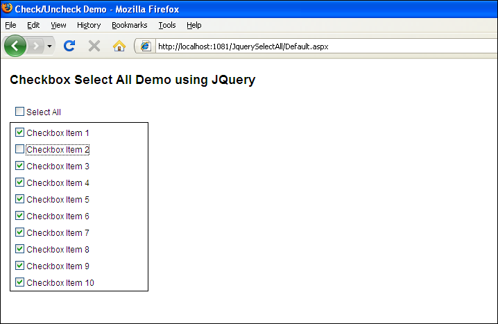 Check Uncheck All Checkboxes With Jquery Asp Net Web Developement