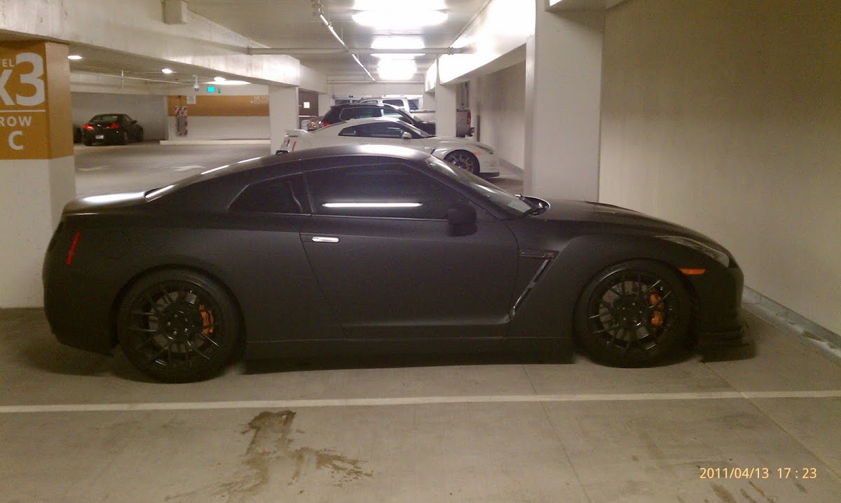 Flat Black Wrapped wingless GTR at Microsoft | Nissan GT-R Forum