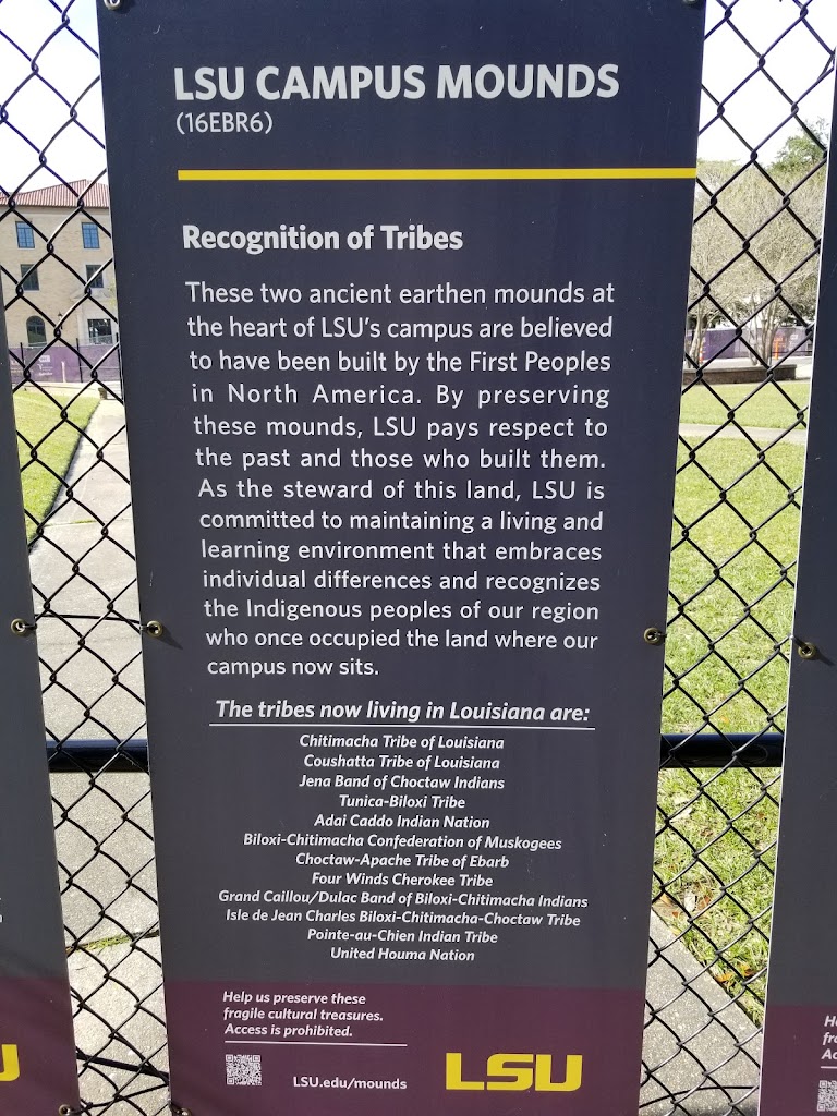 Read the Plaque - LSU Campus Mounds - Recognition of Tribes