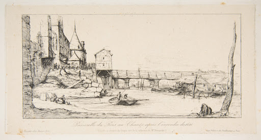 The footbridge temporarily replacing the Pont-au-Change, Paris, after ...