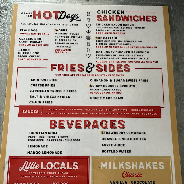 Local burger menu store
