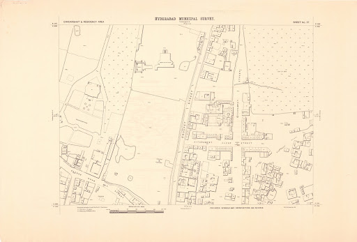 Hyderabad Municipal Maps, Chadarghat & Residency Area, Sheet No - 57 - Leonard Munn, A.F Chinoy ...