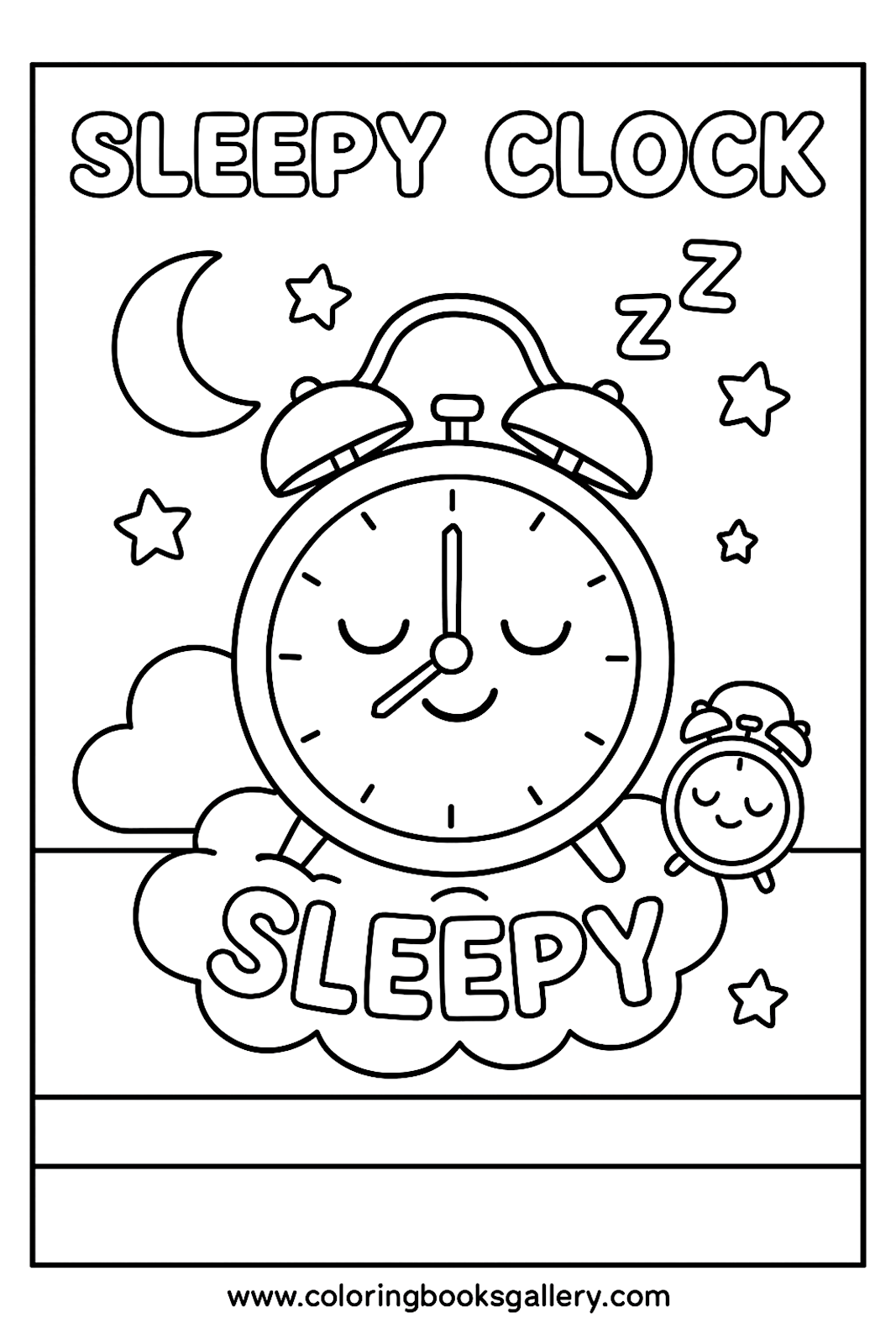 Sleepy Clock Coloring Page for Kids – Simple Emotional Learning ...
