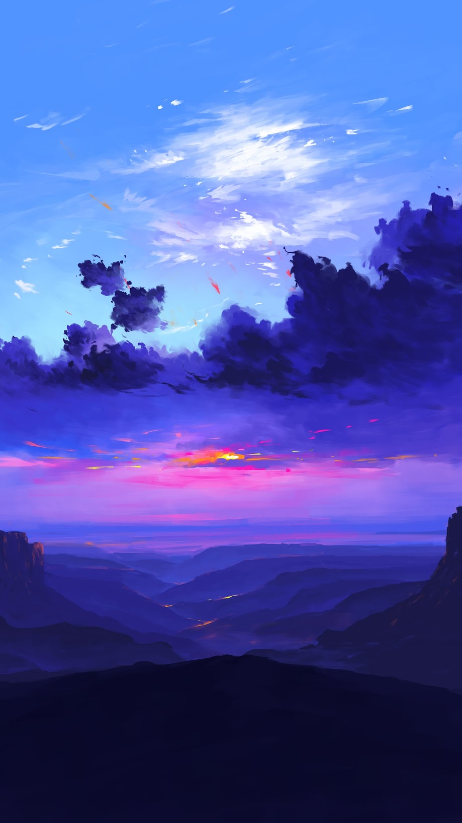 Landscape, Sunset, Mountain, Cloudscape 2K iPhone Wallpaper