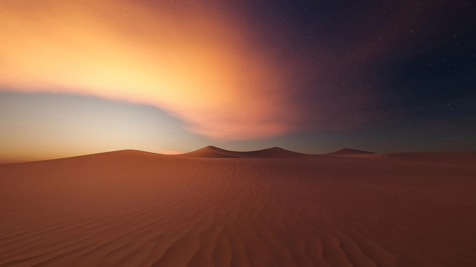 Orange Sky Over Desert Dunes 4K Desktop Wallpaper