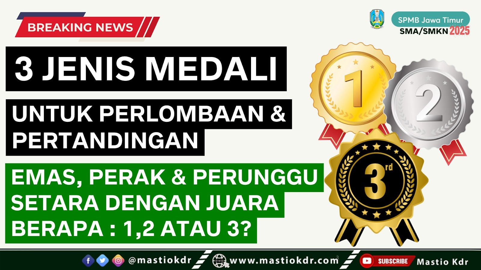 3 Jenis Medali Untuk Perlombaan Dan Pertandingan (Emas, Perak Dan Perunggu)