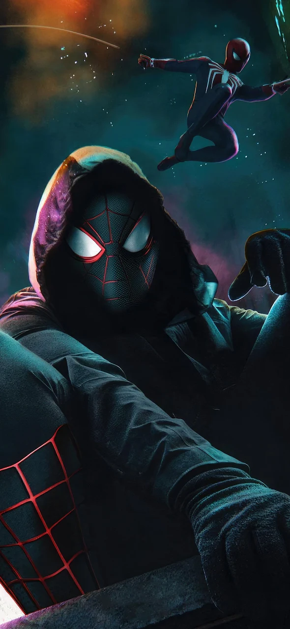 Spider Man In Cyber City 4K Wallpaper