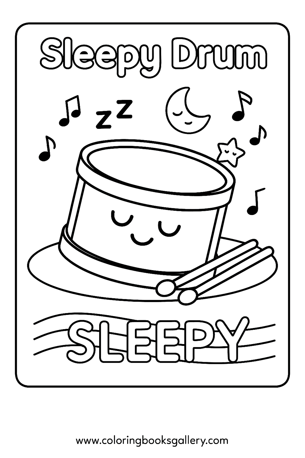 Sleepy Drum Coloring Page for Kids – Simple Emotional Learning ...