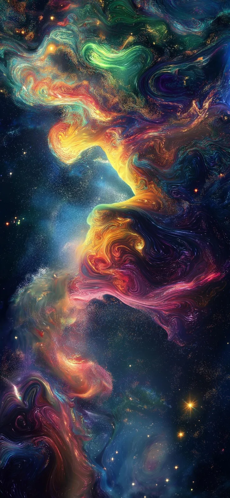 Vibrant Swirling Cosmic Dust Art Full HD iPhone Wallpaper