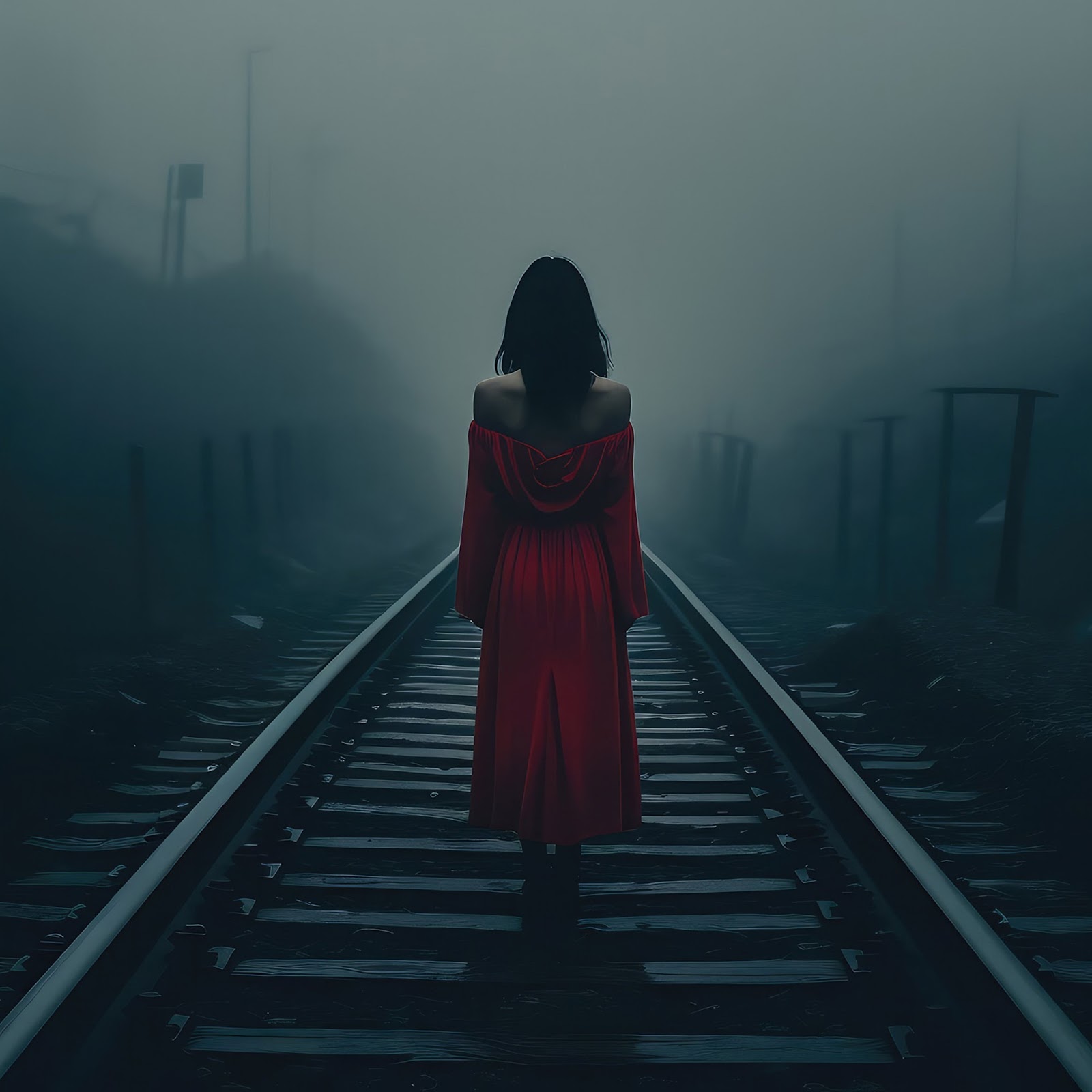 Walking In Dark Rail Road 4K Wallpaper