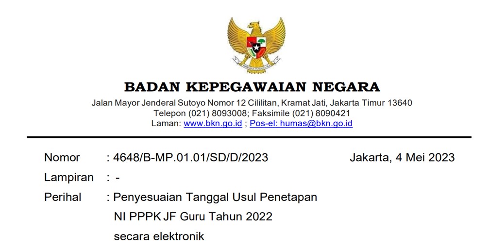 Edaran Resmi BKN Perpanjangan Pengisian Daftar Riwayat Hidup (DRH) PPPK ...