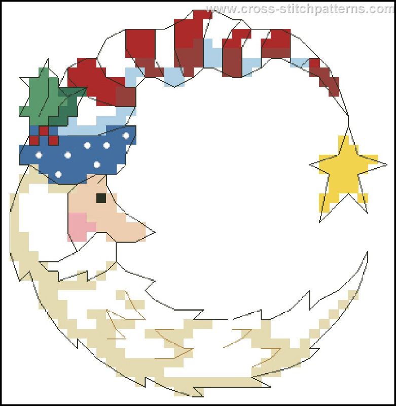Santa moon - Counted cross stitch patterns and charts