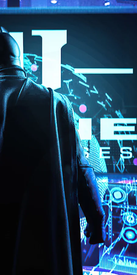 Cyberpunk City Scifi Batman 4K Phone Wallpaper