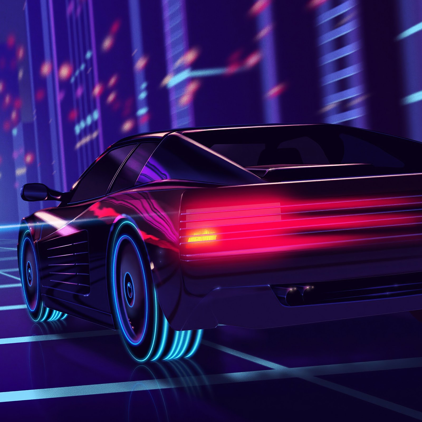 Synthwave Ferrari Testarossa 4K Wallpaper