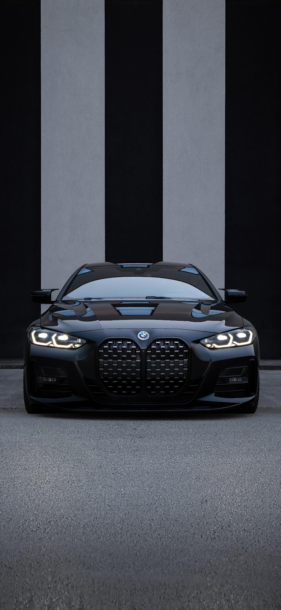 BMW 4 Series Black Front View 4K iPhone Wallpaper