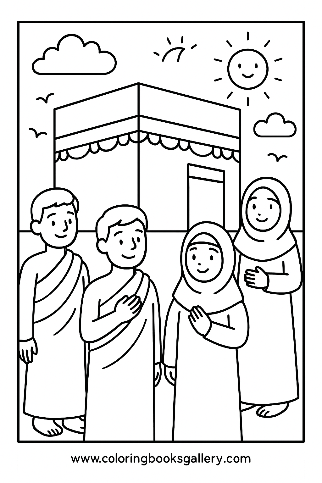 Pilgrims at the Kaaba in Hajj – Free Printable Coloring Sheet for Kids ...